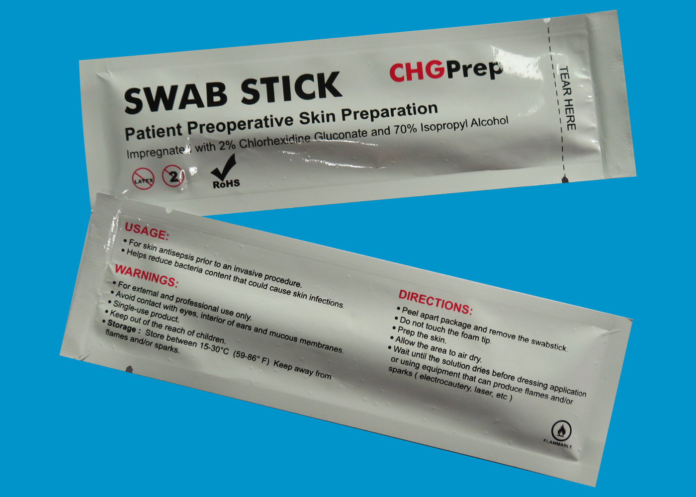 Skin Antiseptic CHG Chlorhexidine Swabstick Snap Sterile Alcohol Swabs Skin Antiseptic CHG Chlorhexidine Swabstick Snap Sterile Alcohol Swabs