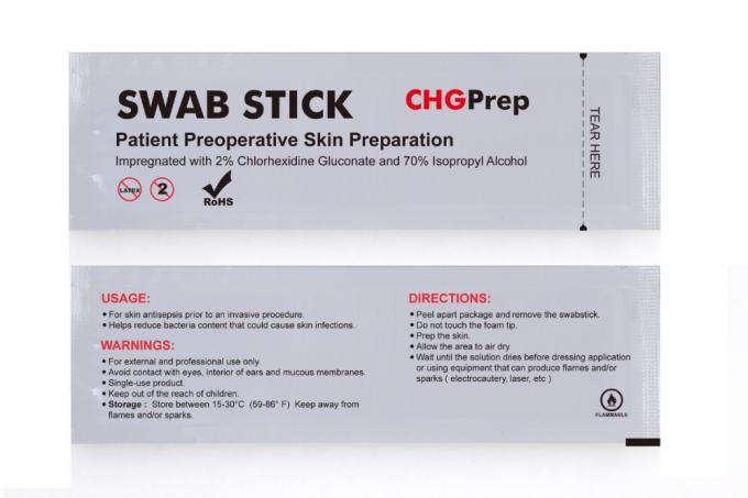 6ml CHG Swab Sticks 70% Alcohol And 2% CHG Antiseptic Skin Prepping ...