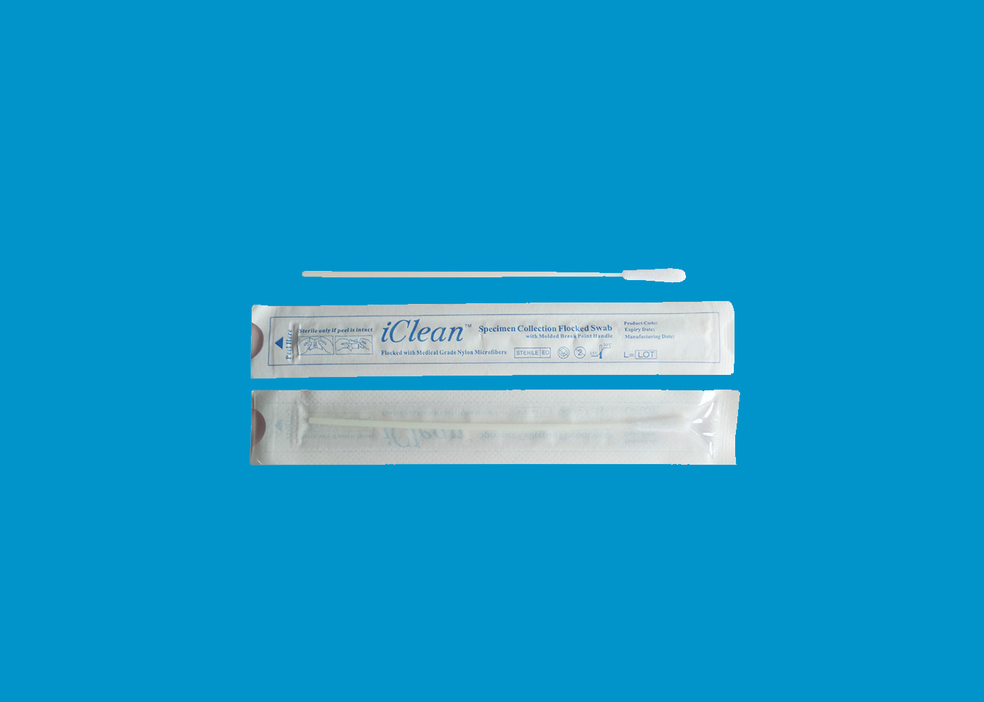 Disposable Iclean Specimen Collection Flocked Swab / Flocked Nasal ...